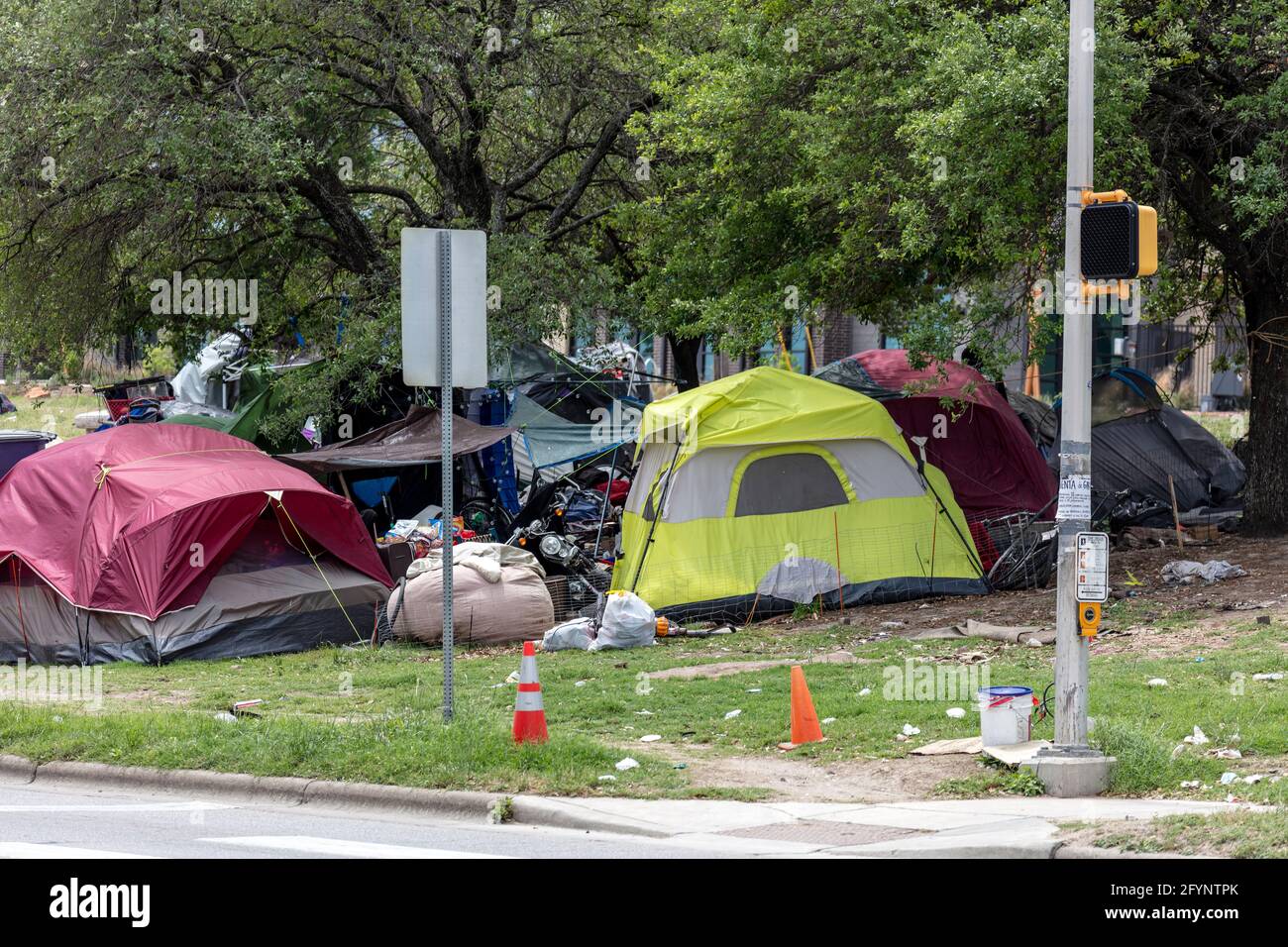 Homeless encampment, Austin, Texas, USA, by James D Coppinger/Dembinsky ...