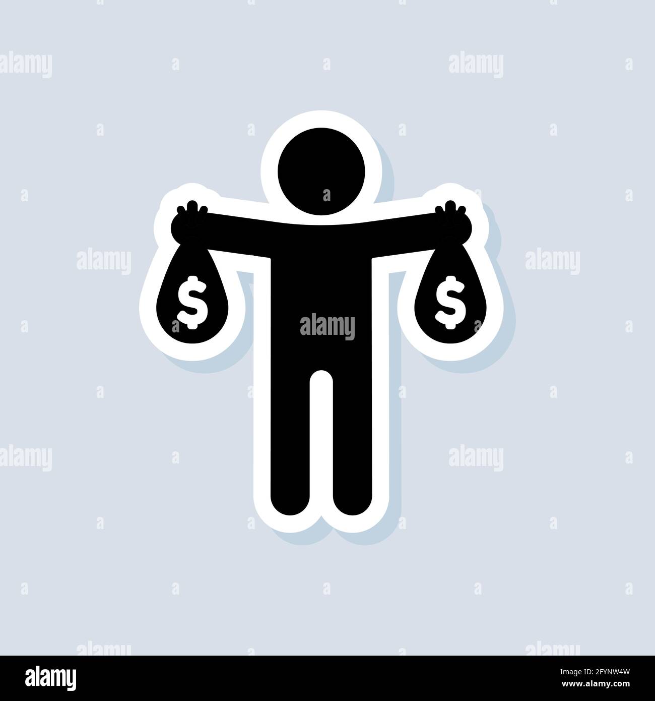 Successful business sticker. Businessman logo. Business man serves ...