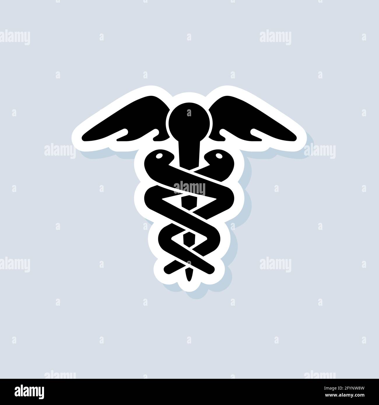 Caduceus sticker. Hermes healthcare logo. Medical sign. Vector on ...