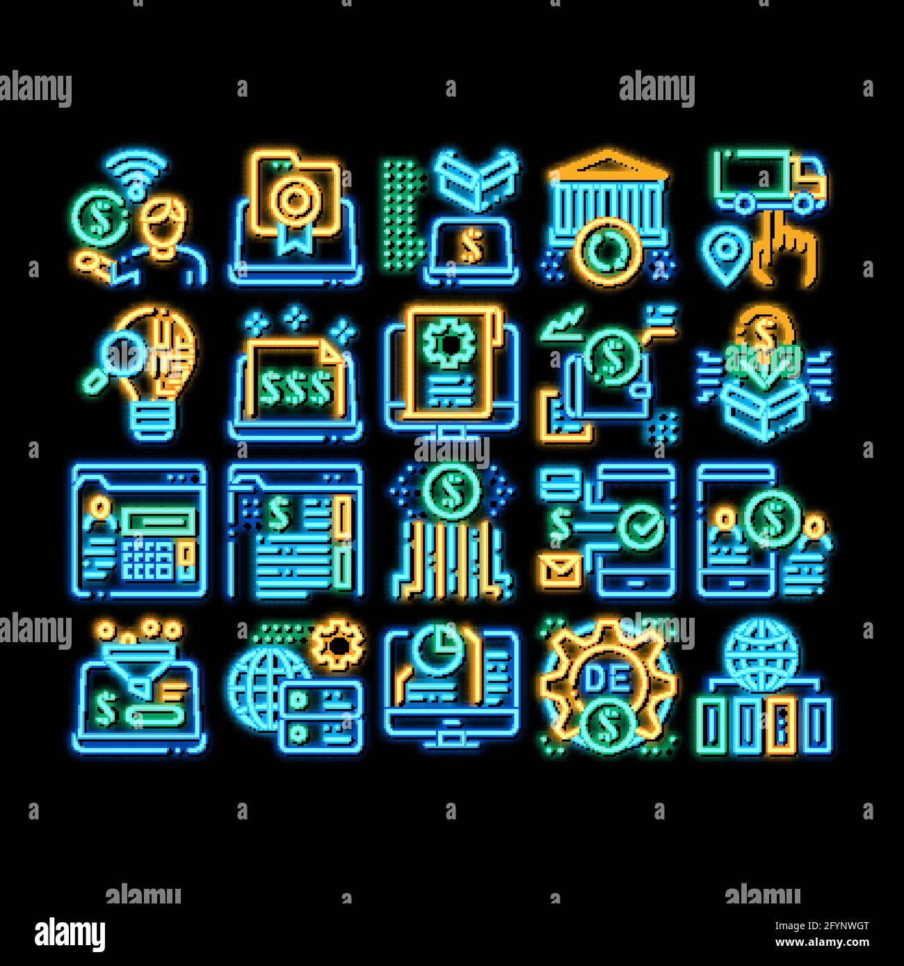Digital Economy neon glow icon illustration Stock Vector Image & Art ...