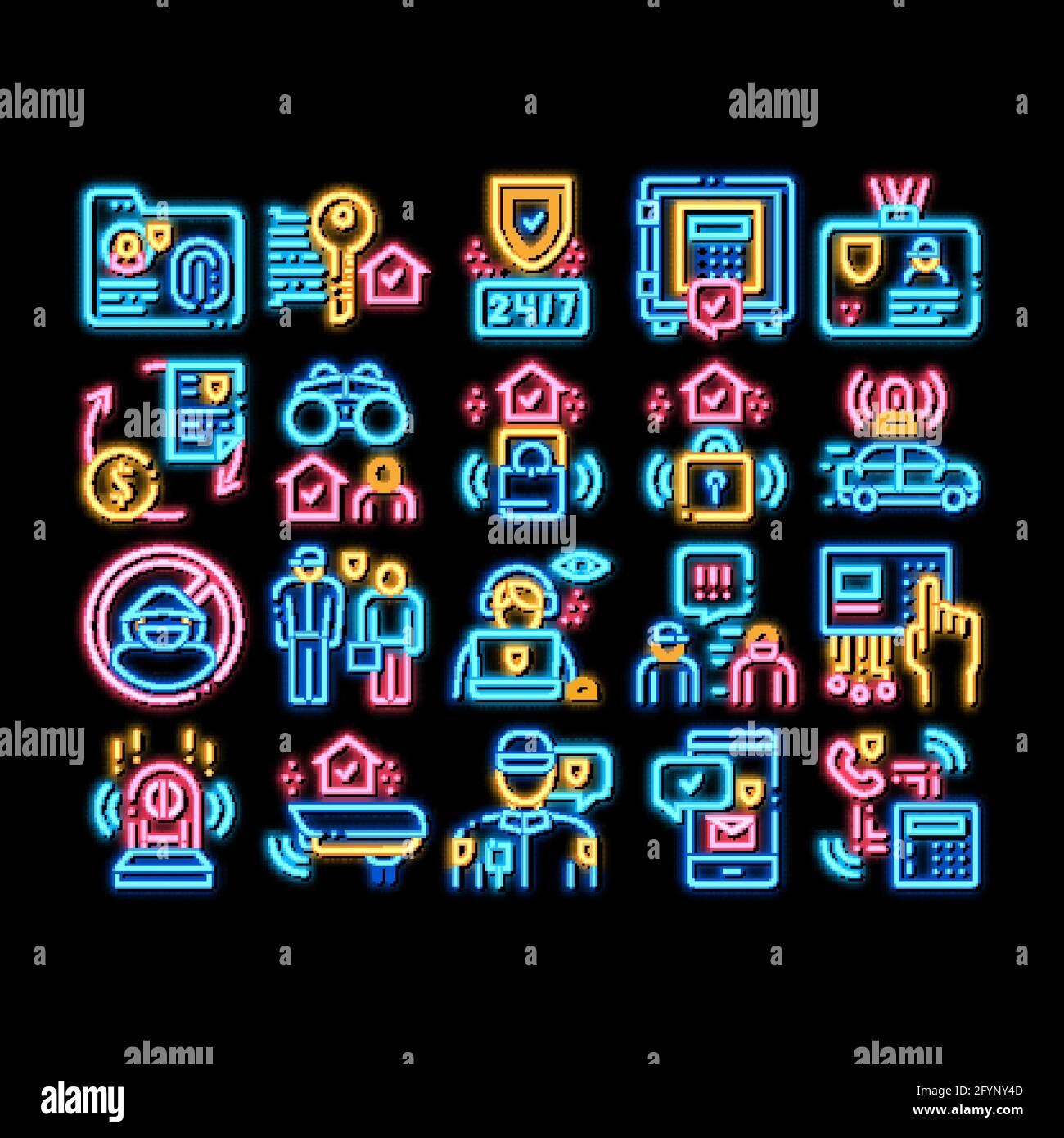 Security Agency neon glow icon illustration Stock Vector Image & Art ...