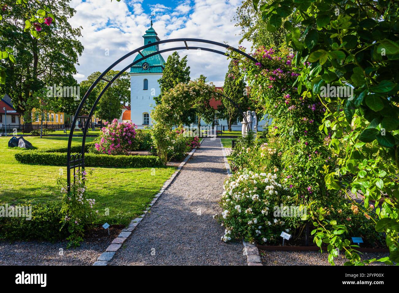 Garden in front of church Stock Photo - Alamy