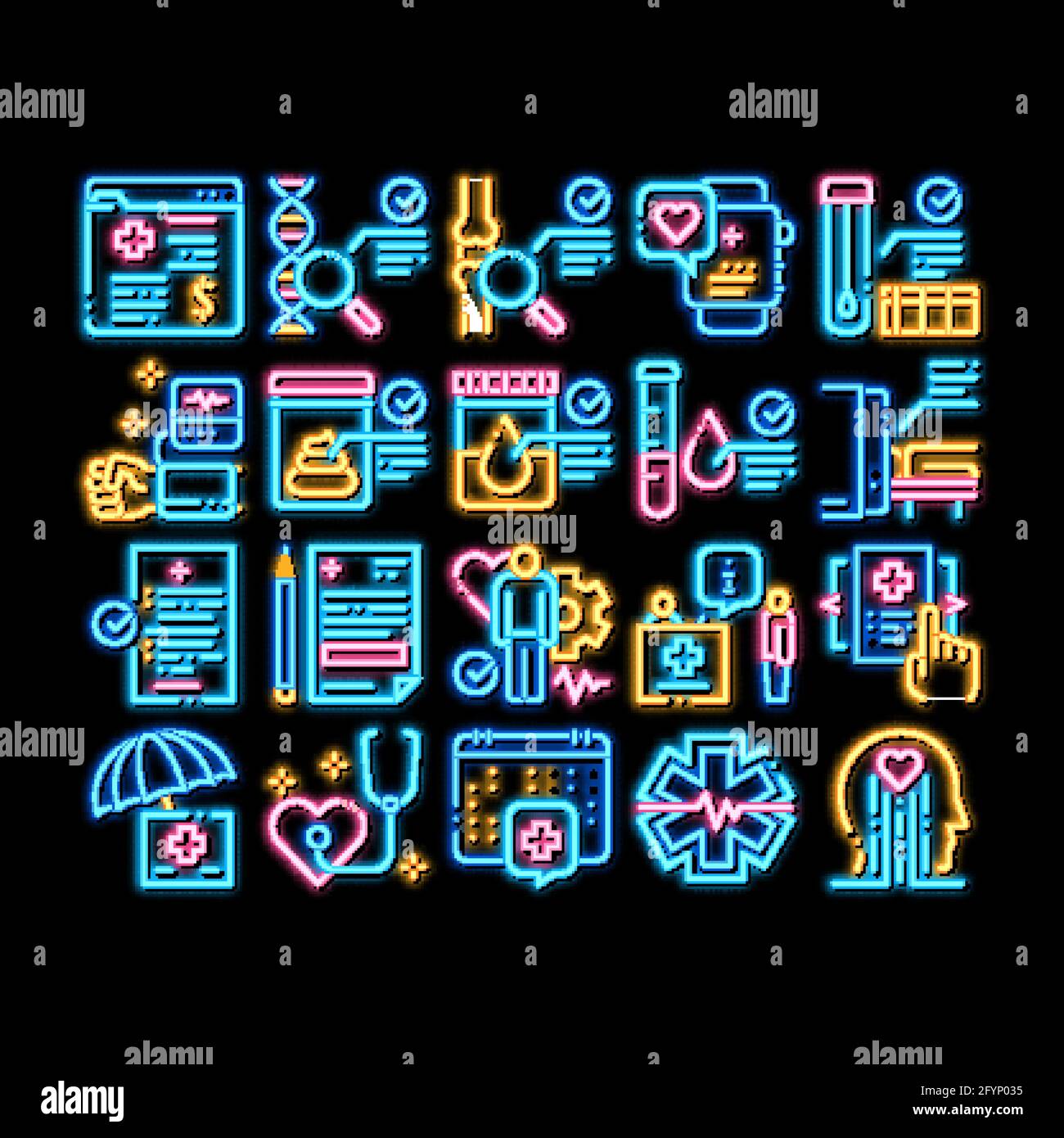 Health Checkup Medical neon glow icon illustration Stock Vector Image ...