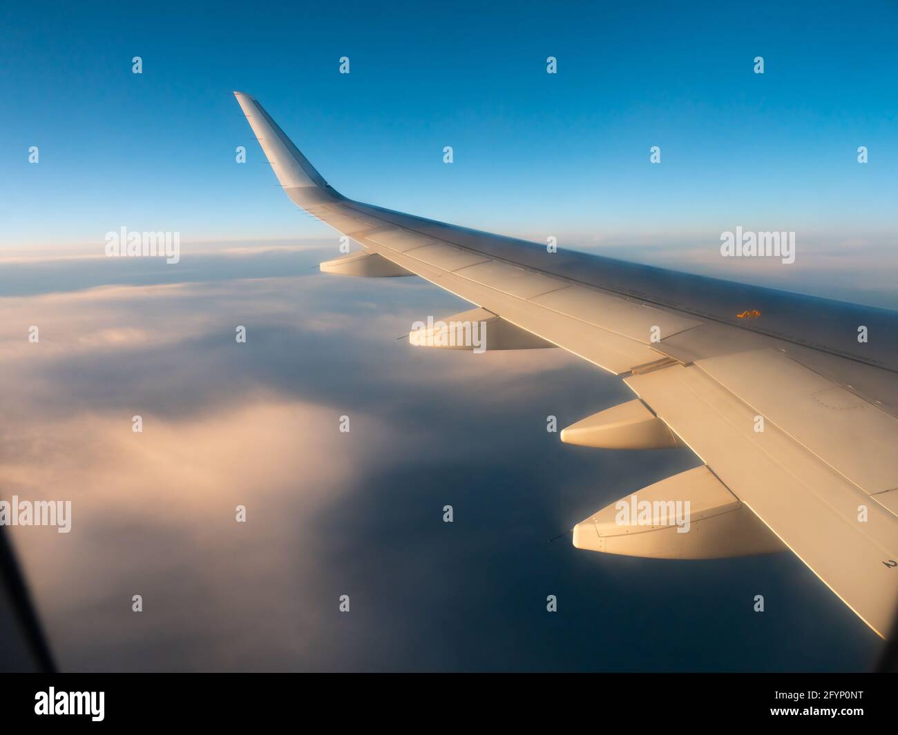 View from the window of the plane on the wing of the airliner Stock ...