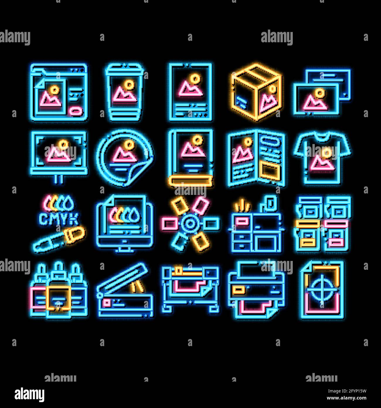 Polygraphy Printing Service neon glow icon illustration Stock Vector Image & Art - Alamy