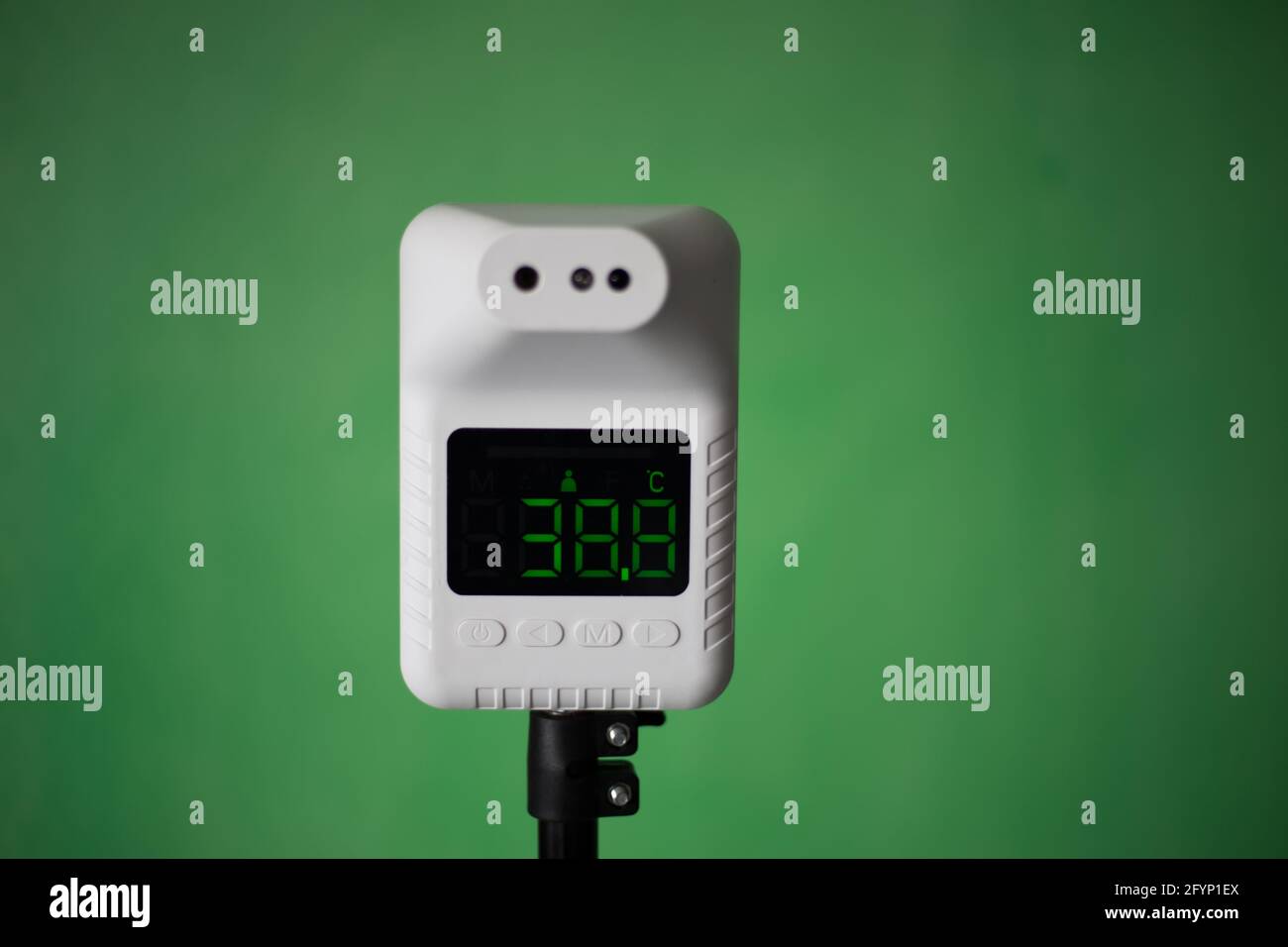 Closeup shot of thermometer scanner, Automatic thermometer for checking ...