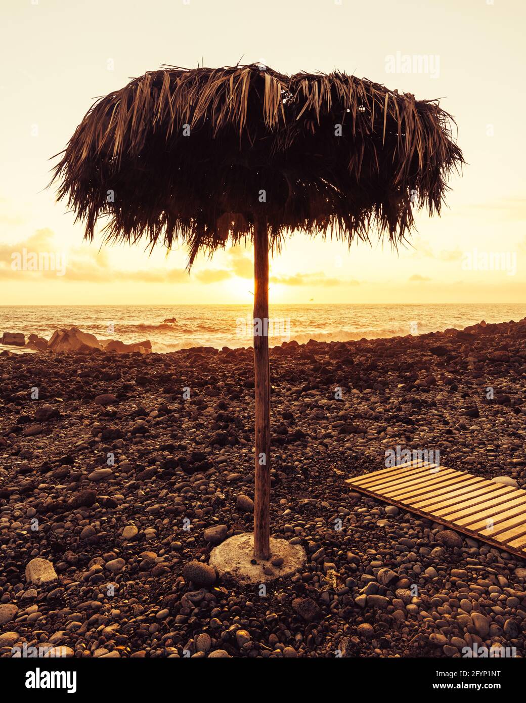 Sunset at beach of Ponta Do Sol, Madeira Stock Photo - Alamy