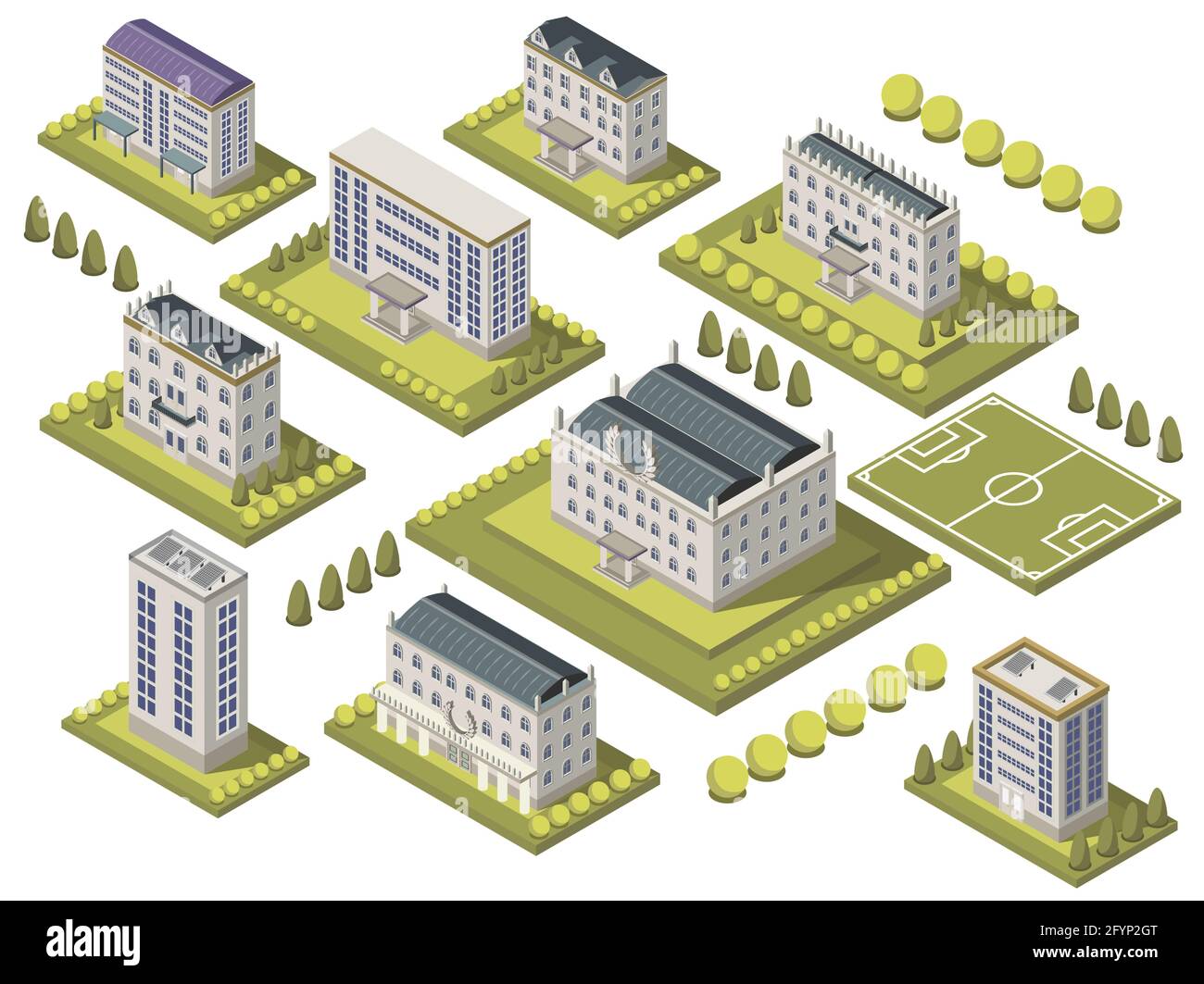 School University Building Set Elements High Resolution Stock ...