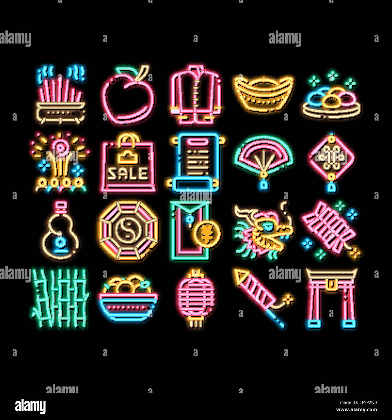 Chinese New Year Feast neon glow icon illustration Stock Vector Image ...