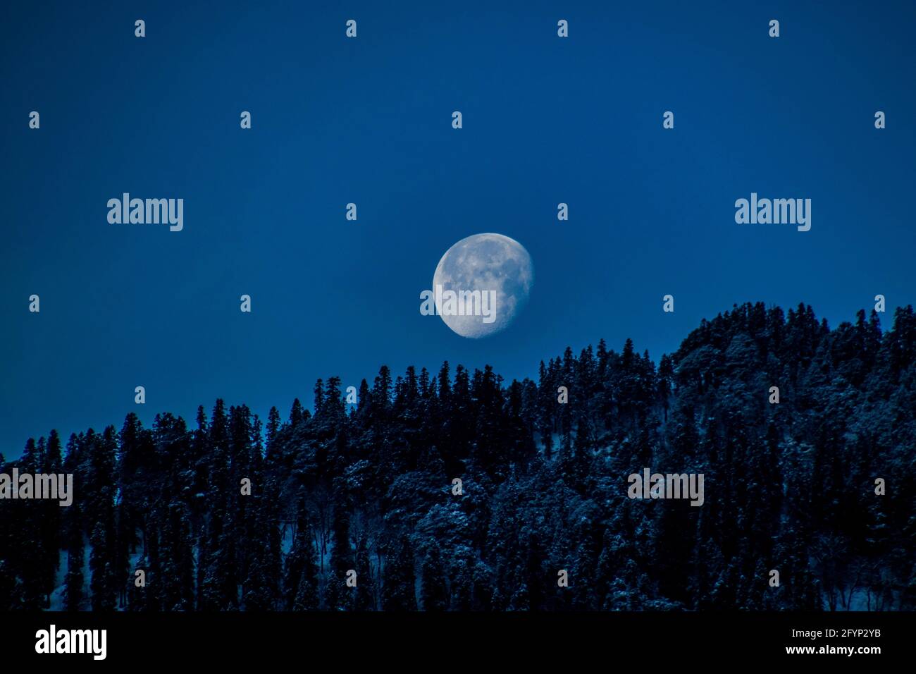 Full moon over snowy landscape hi-res stock photography and images - Alamy
