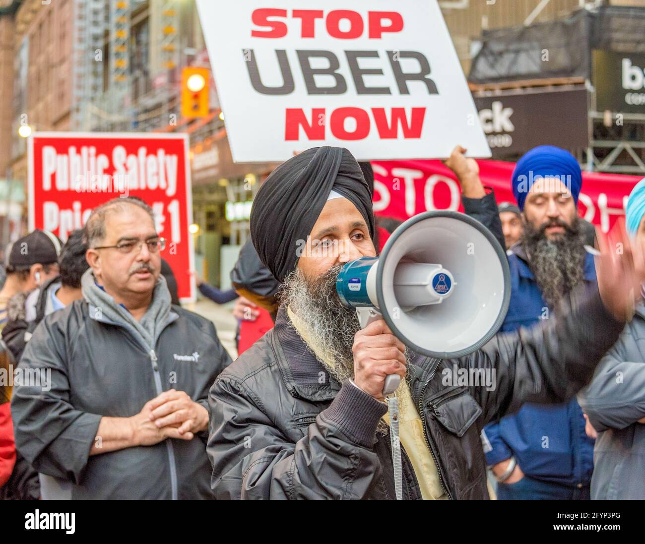 Taxi drivers protest against Uber X, Toronto, Canada-Dec. 9, 2015 Stock ...