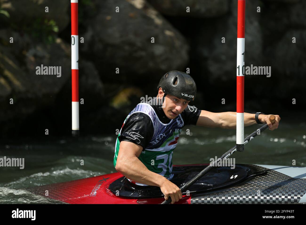 Flavio MICOZZI of Italy competes in the Men's Canoe (C1) semifinals ...