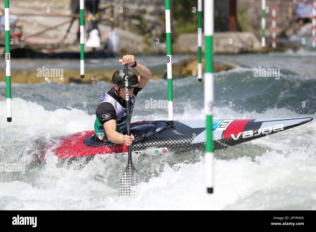 Flavio MICOZZI of Italy competes in the Men's Canoe (C1) semifinals ...