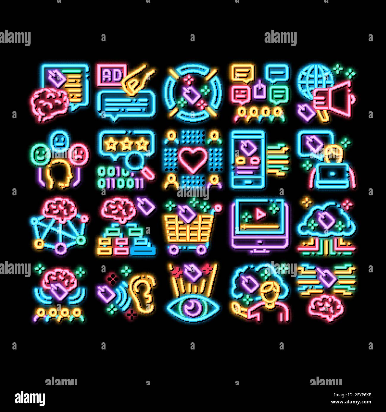 Neuromarketing Business Strategy Icons Set Vector Stock Vector Image ...