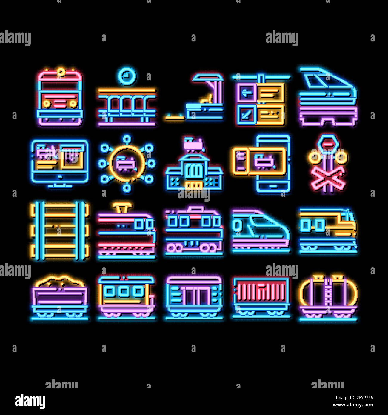 Train Rail Transport neon glow icon illustration Stock Vector Image ...