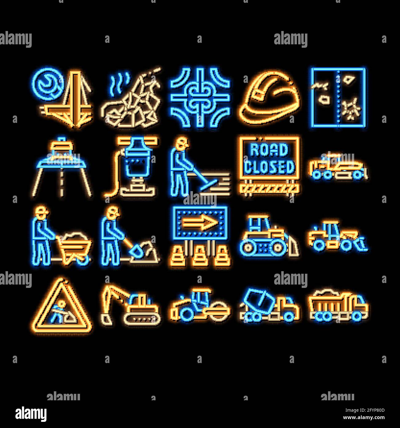 Road Repair And Construction Icons Set Vector Stock Vector Image & Art ...