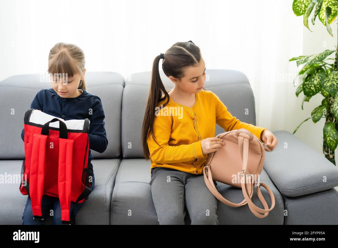 Children go back to school. Start of new school year after summer ...