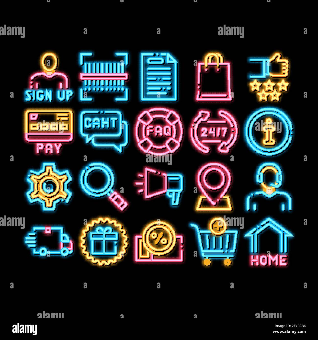 Webshop Internet Store neon glow icon illustration Stock Vector Image ...
