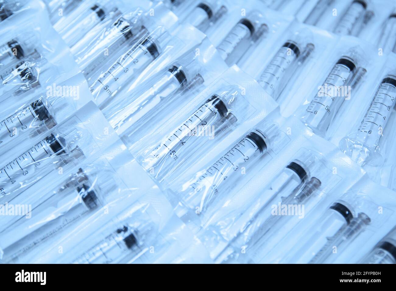 Medical waste, therapeutic syringes in packaging A bunch of unused ...