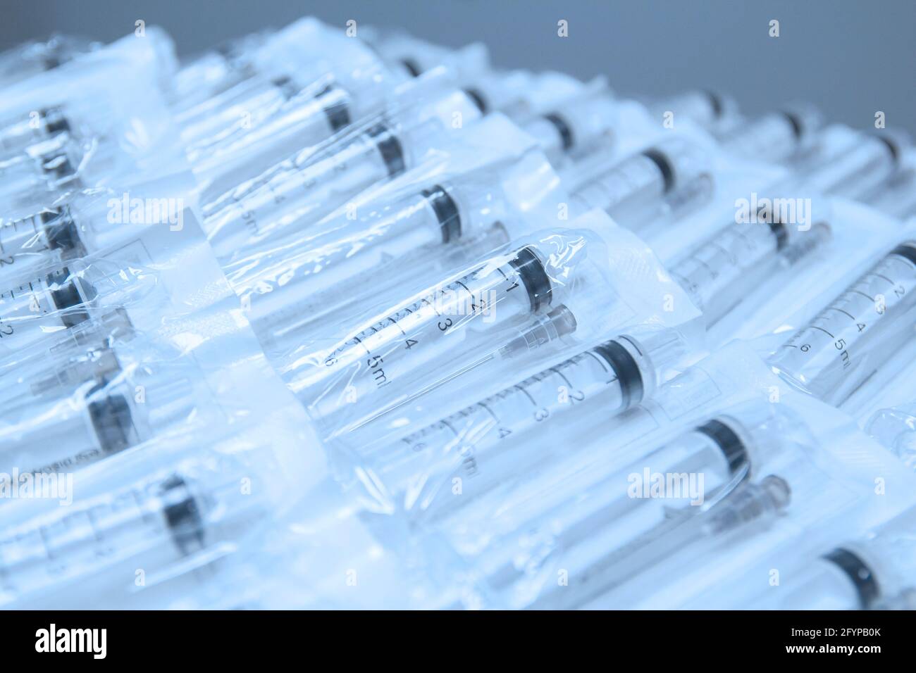 Medical waste, therapeutic syringes in packaging A bunch of unused ...