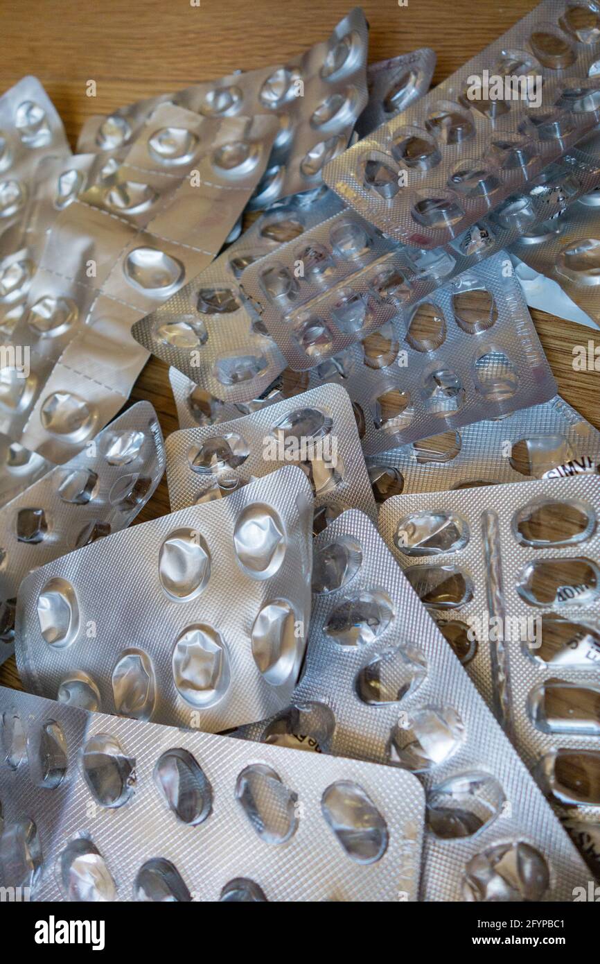 empty pill packets Stock Photo - Alamy