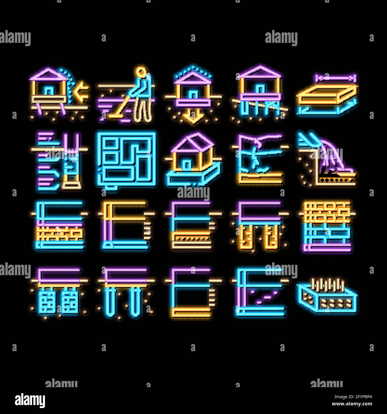 House Foundation Base neon glow icon illustration Stock Vector Image ...