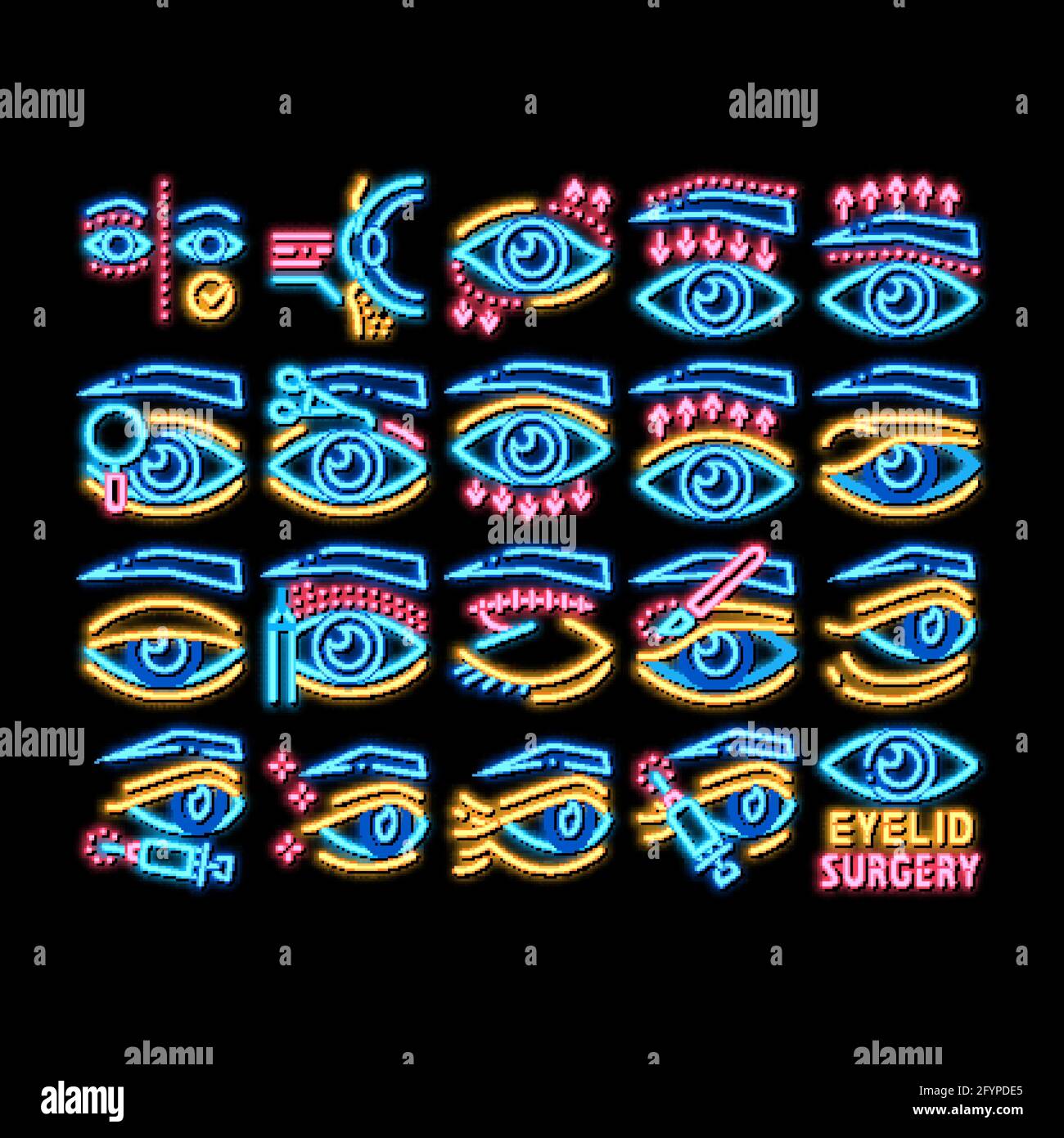 Eyelid Surgery Healthy neon glow icon illustration Stock Vector Image ...