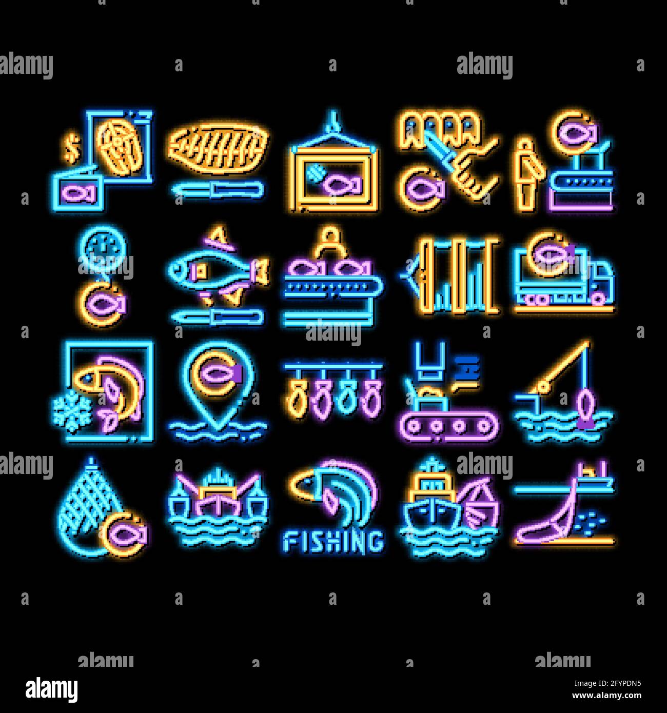 Fishing Industry Business Process Icons Set Vector Stock Vector Image ...