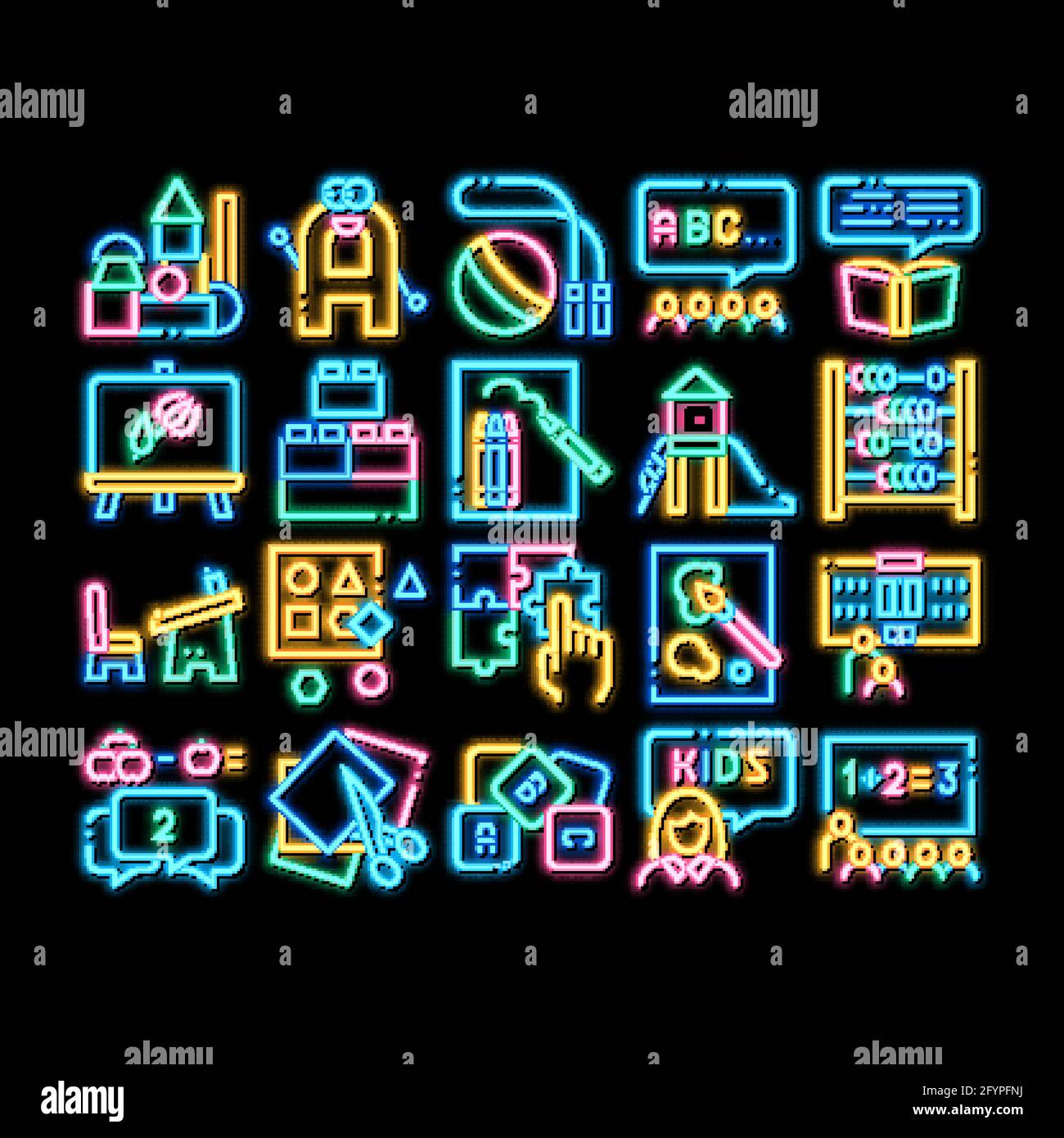 Preschool Education neon glow icon illustration Stock Vector Image ...