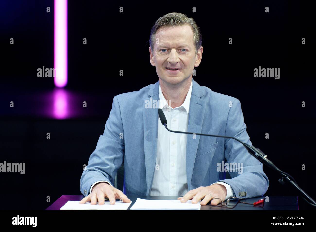 Cologne, Germany. 29th May, 2021. Comedian Michael Kessler sits in on a ...
