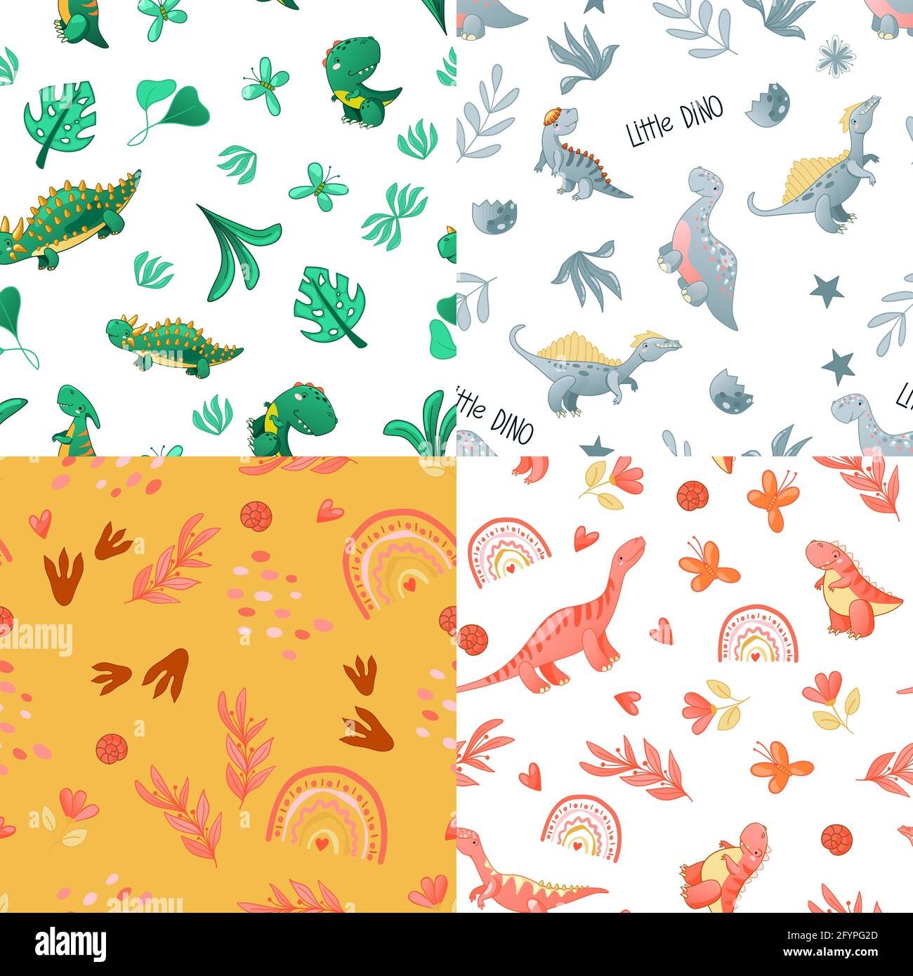 Seamless cute dinosaur pattern. Colorful dino background for kids ...