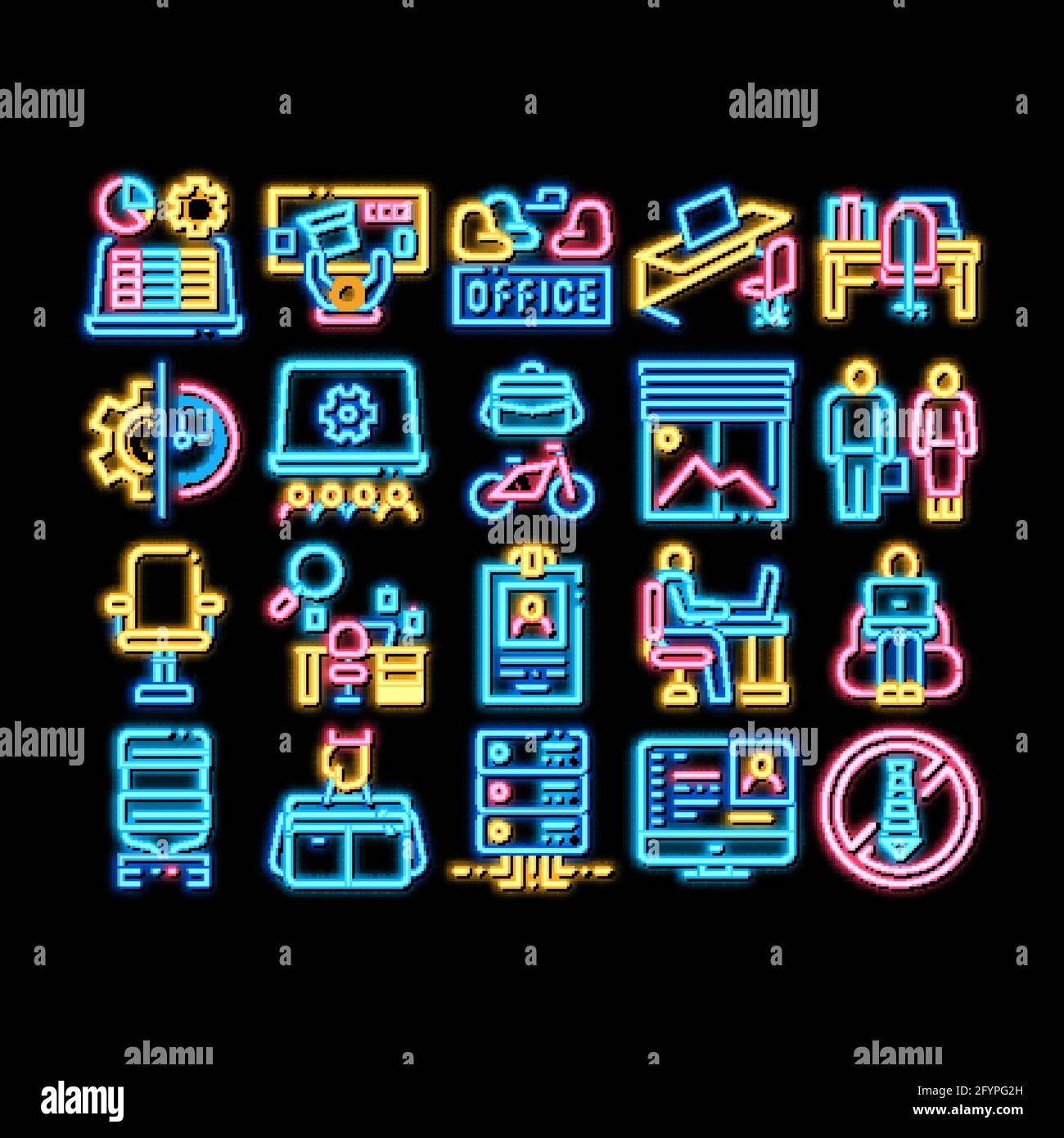 Office And Workplace neon glow icon illustration Stock Vector Image ...