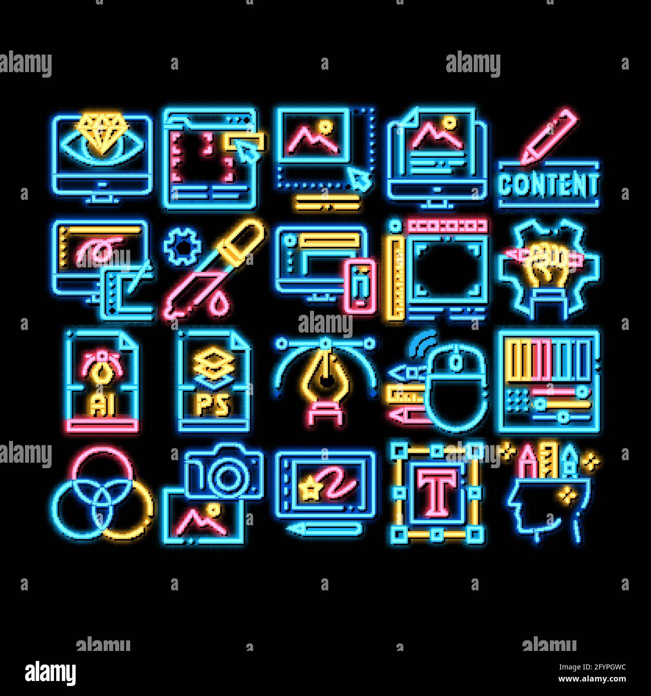 Graphic Design And neon glow icon illustration Stock Vector Image & Art ...