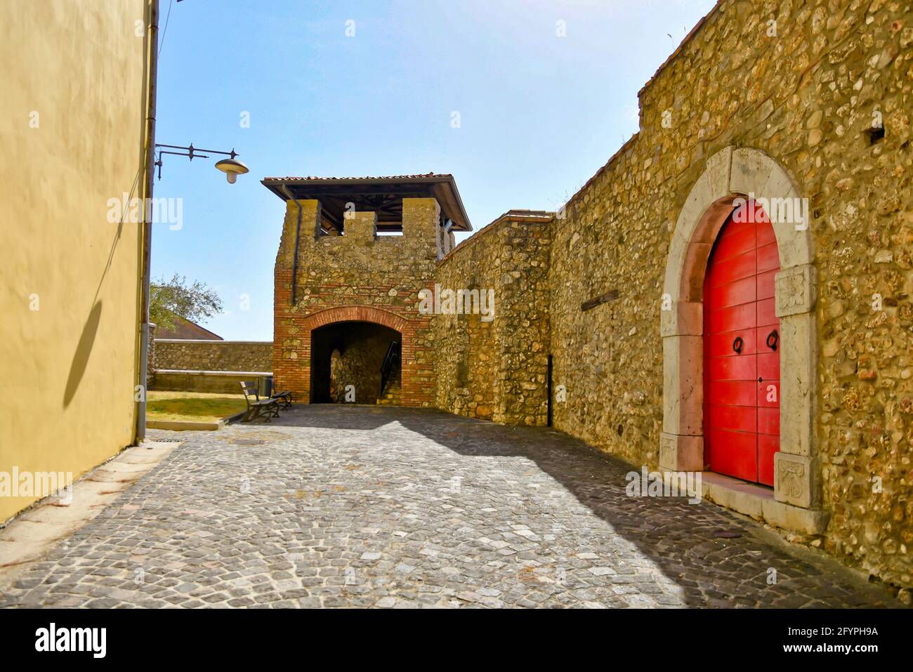 An alley in Montefredane, a medieval village in the province of ...
