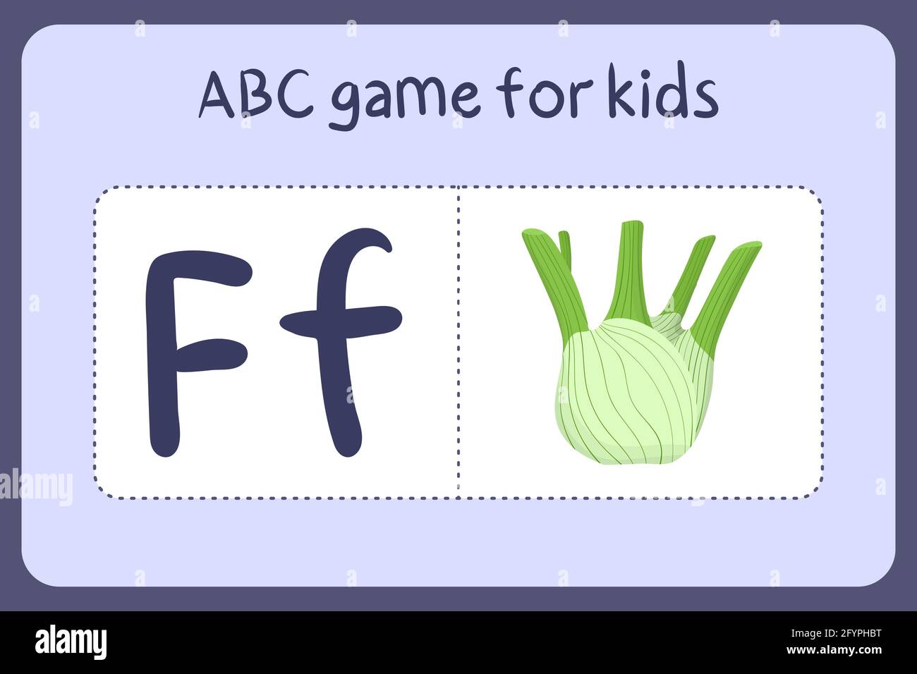 Kid alphabet mini games in cartoon style with letter F - fennel. Vector ...