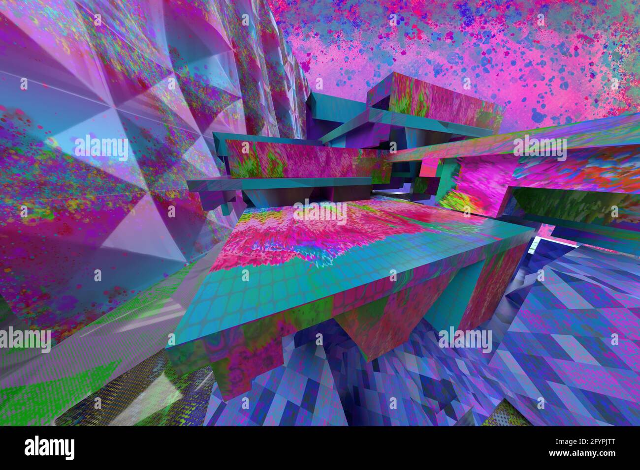 An abstract 3d block shape glitch art background image Stock Photo - Alamy