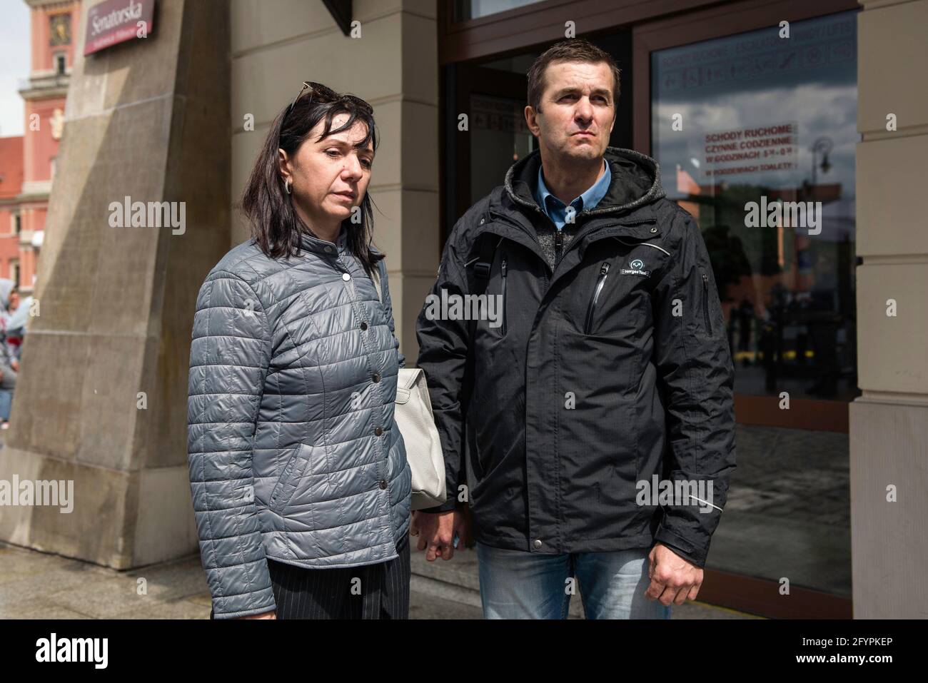 Parents of Roman Protasevich , Natalia and Dmitri are seen during the ...