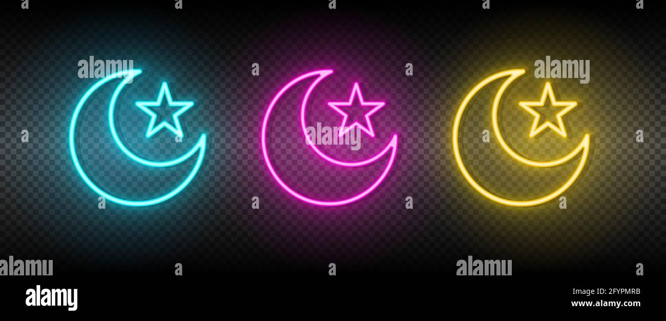 Islam, moon, star symbol neon vector icon Stock Vector Image & Art - Alamy