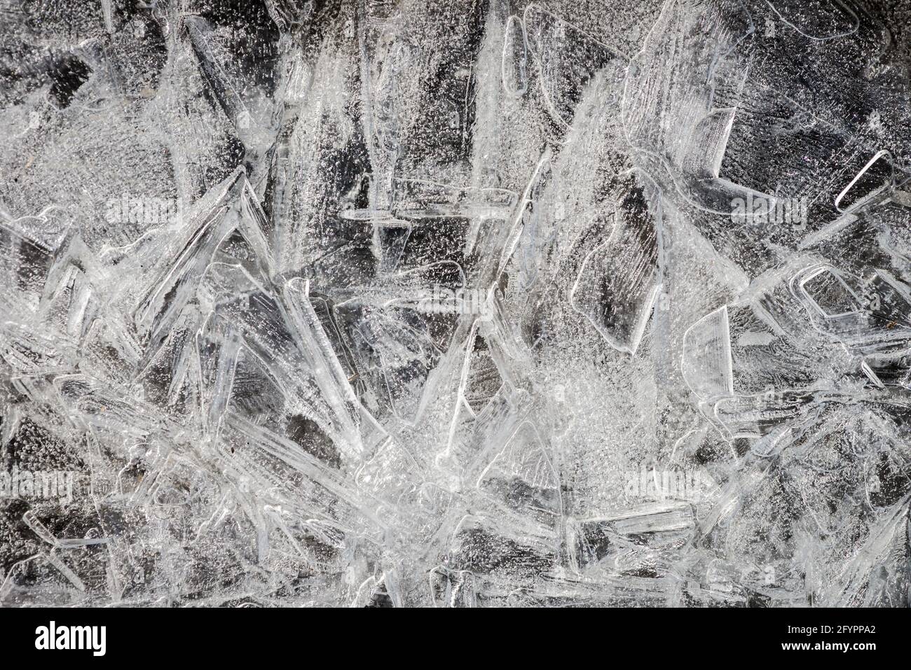 Ice crystals. Ice crystals in geometric patterns. Ice crystal texture ...