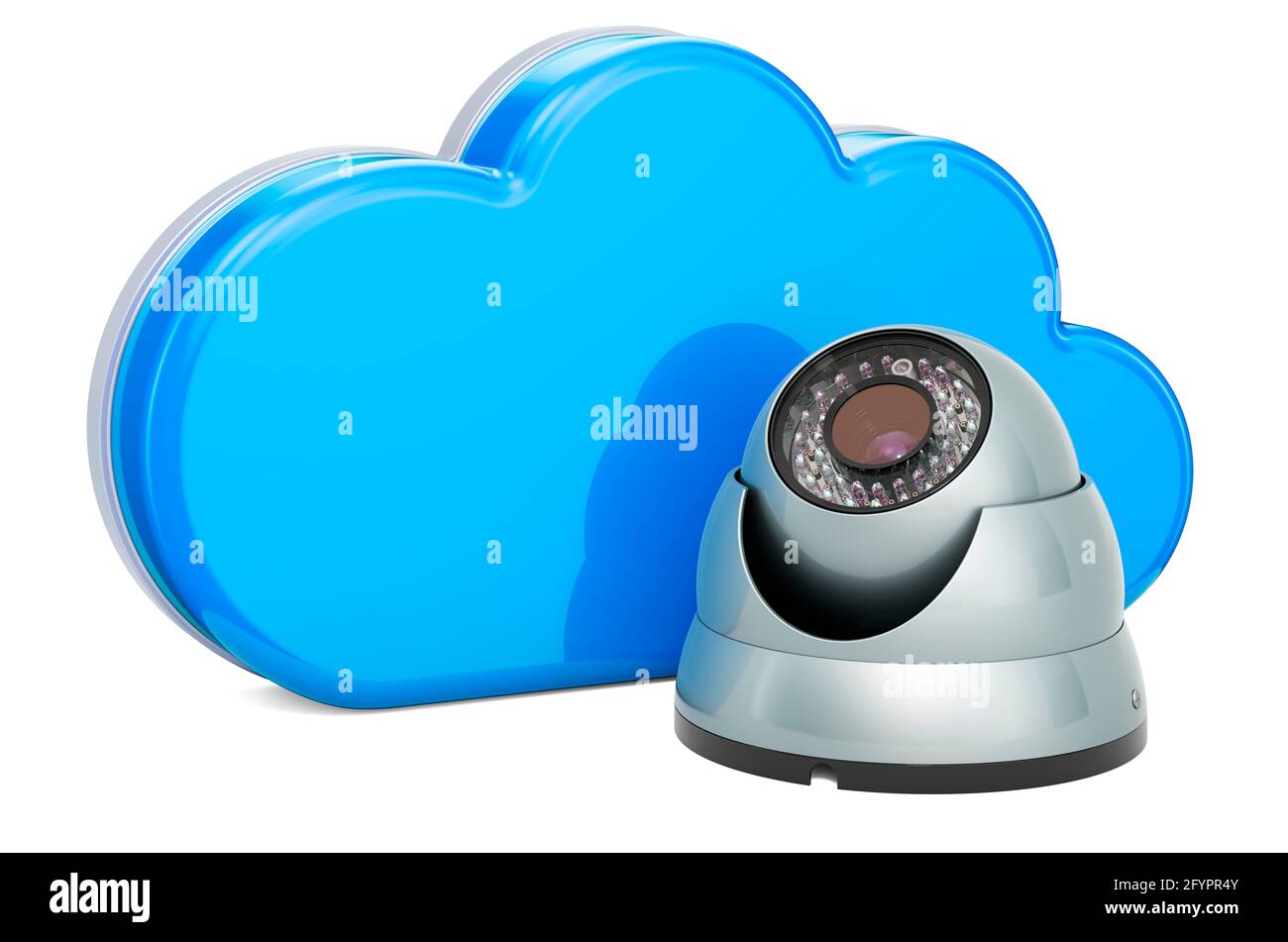 Dome security camera with cloud storage, 3D rendering isolated on white ...