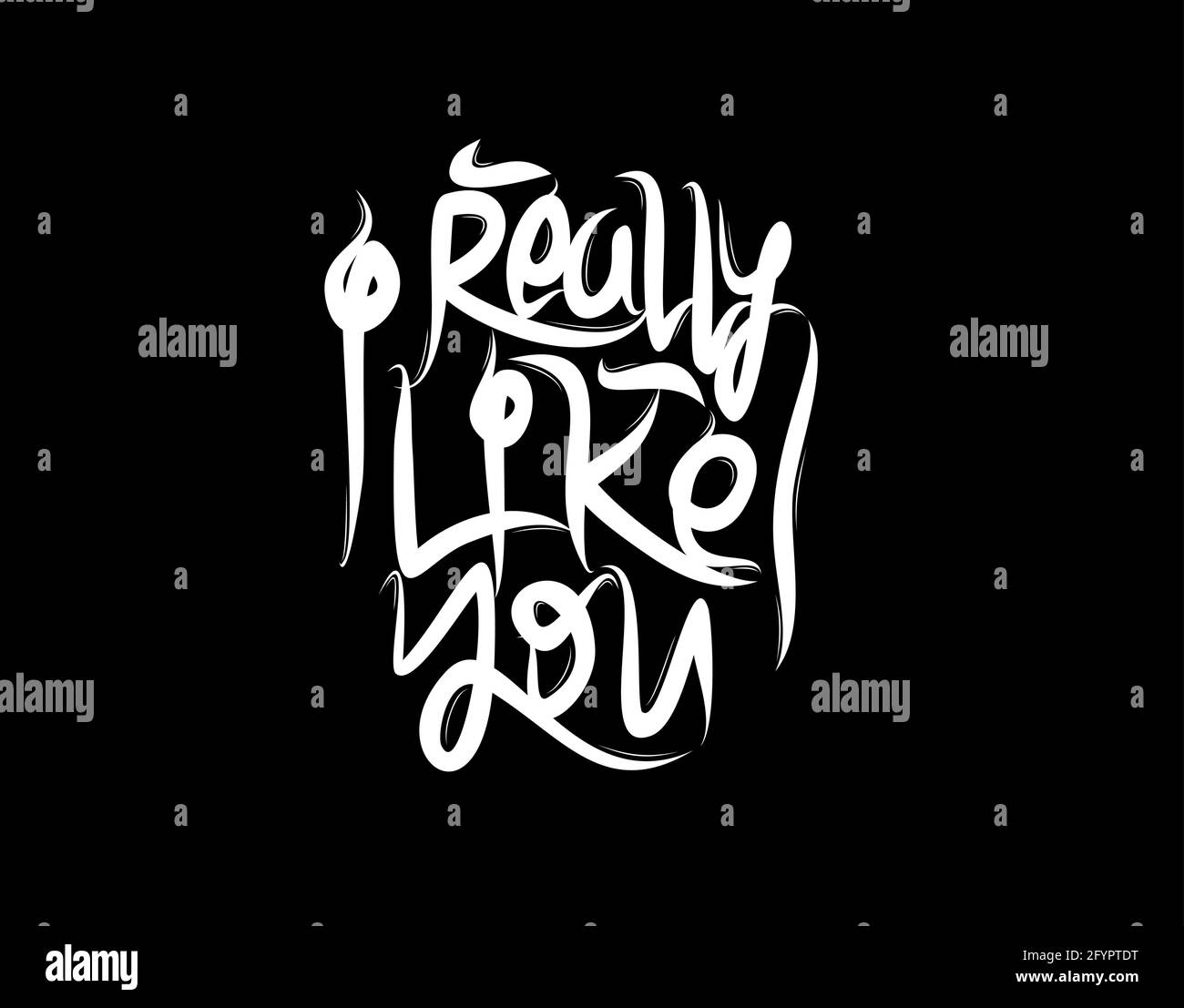 I Really Like You lettering Text on black background in vector ...