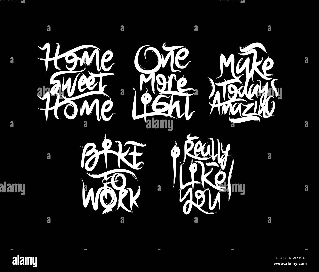 Set lettering Text on black background in vector illustration Stock ...