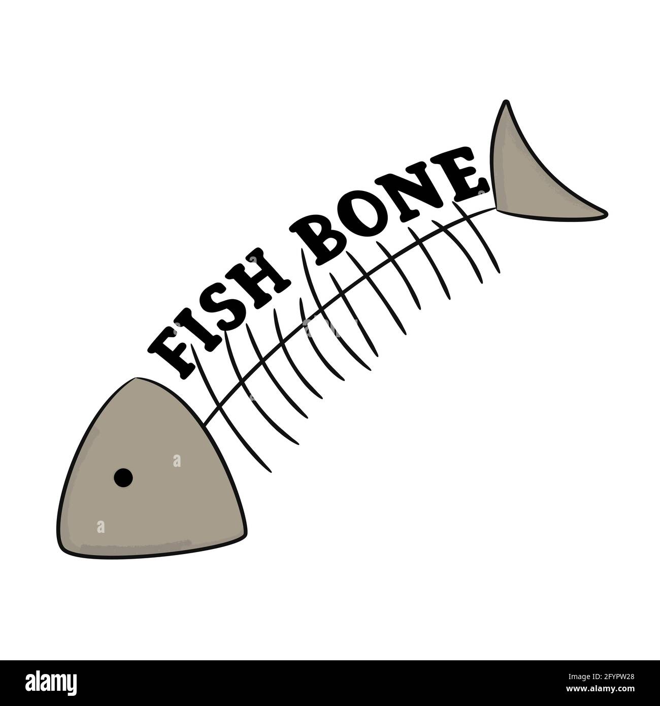Doodle fishbone isolated on white background, vector illustration Stock ...