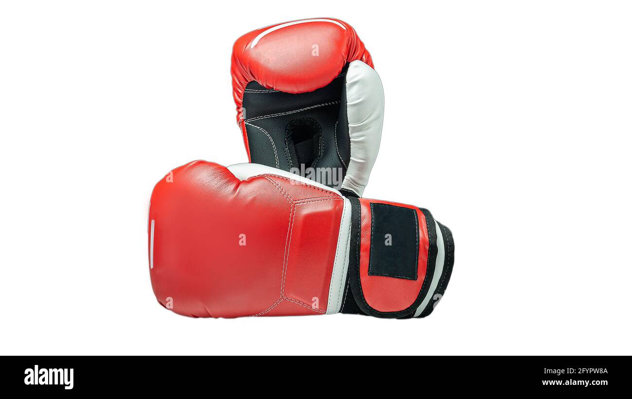 Boxing gloves of red color isolated on a white background. Boxing ...