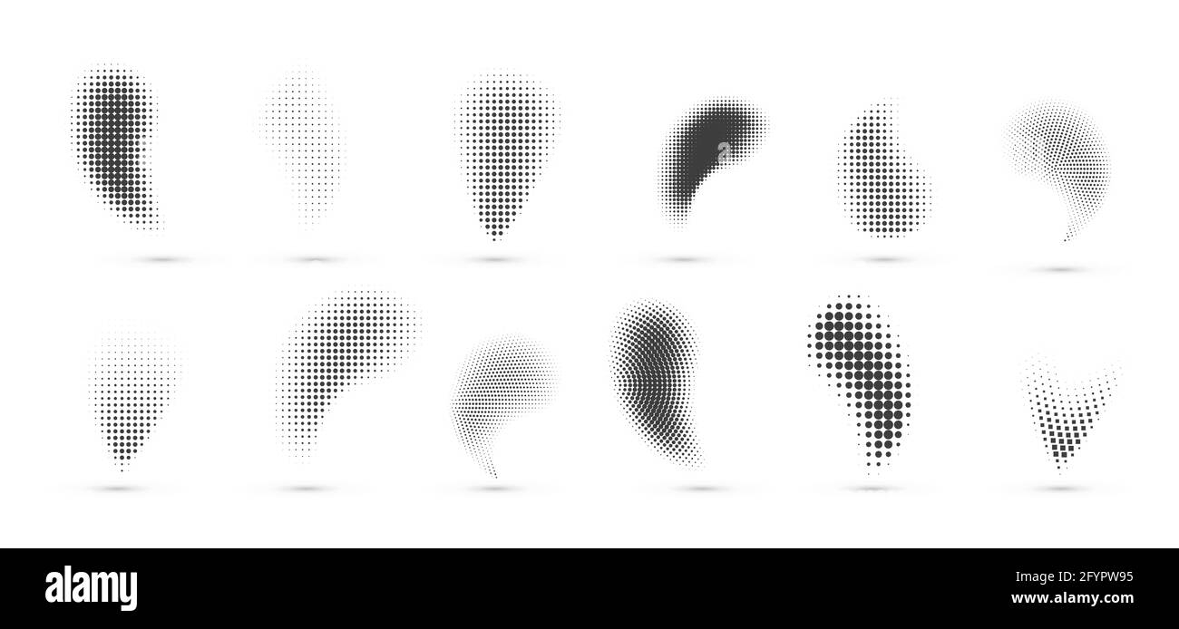Halftone Gradient Shapes Dots Comic Effect Vector Illustration Stock