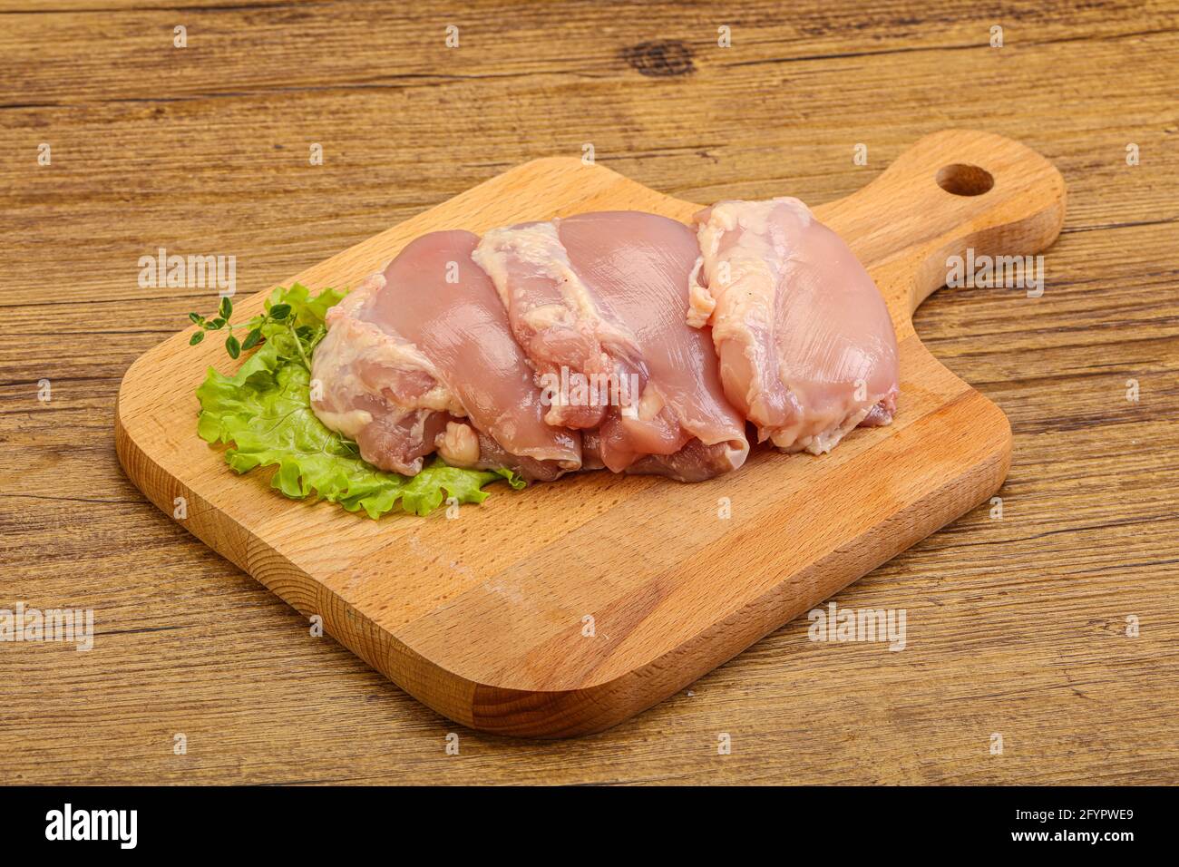Raw chicken boneless and skinless leg for cooking Stock Photo - Alamy