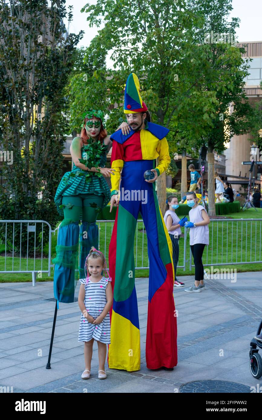 Timisoara, Romania - September 05, 2020: People in costumes and stilts ...