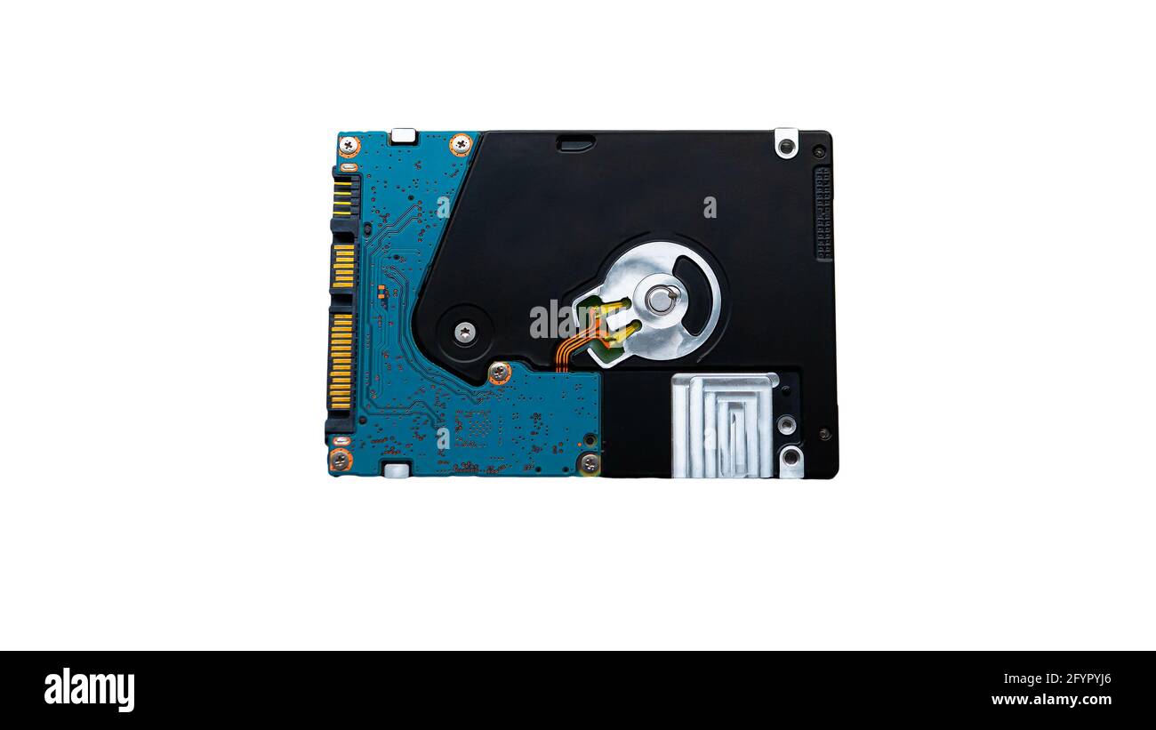 HDD. Front view of the HDD. Storage concept Open hard drive. Storage ...