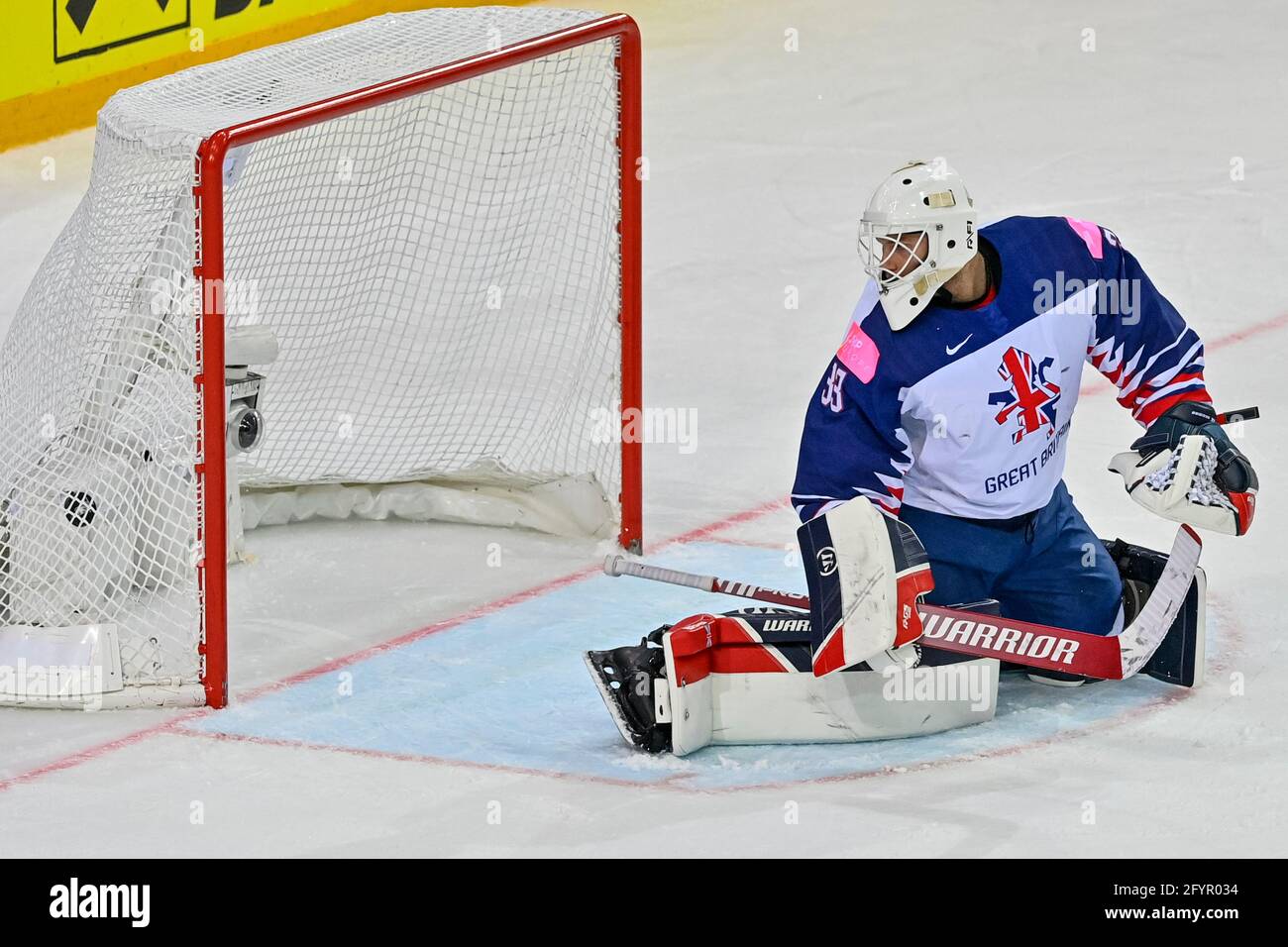 Riga, Latvia. 29th May, 2021. Goalie of Great Britain Ben Bowns ...