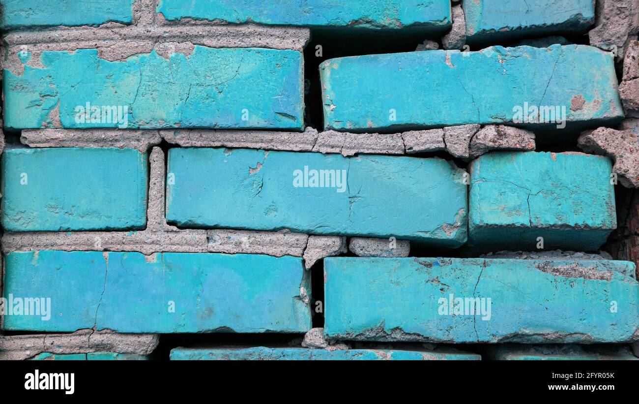 Blue brick wall background, texture blue brick. Copy space Stock Photo ...